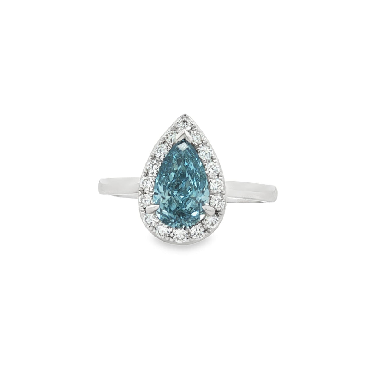 Fancy Blue Pear Lab-Grown Diamond Ring 003 – Ikecho Australia