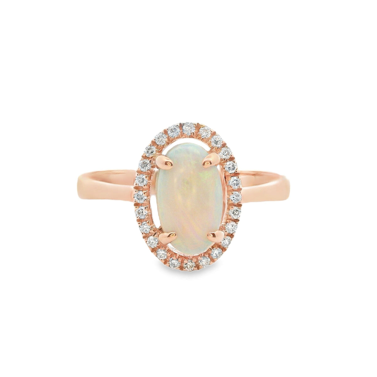 Oval Opal Halo Ring in Rose Gold | Ikecho Australia